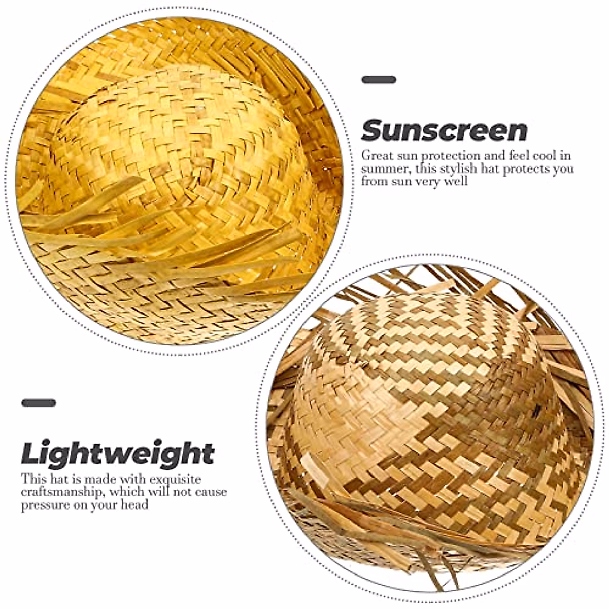 Zerodeko Beach Hat 2pcs Beachcomber Straw Hats, Hawaiian Straw Hats Summer Beach Hats Womens Hats