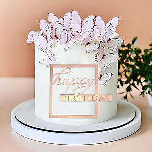 Mirror Acrylic Happy Birthday Cake Toppers Happy Birthday Cupcake Topper Hollow Frame Side Cake Topper Cake Decorations Cake Inserts Cake Decor Happy Birthday Decorations Cake Decorating Supplies,3pcs