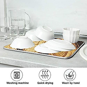 Turtle Shell Dish Drying Mat Carapace Print Kitchen Dry Mats Decor Absorbent Baby Bottle Pad for Home Counter Drainer Countertops