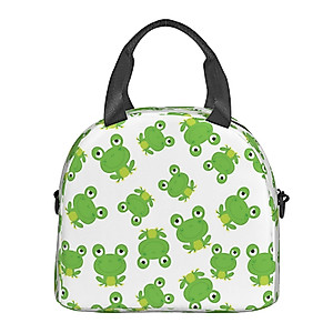 Cute Frog Lunch Bag Reusable Insulated Lunch Tote Bag Lunchbox Container With Adjustable Shoulder Strap For Office Work Picnic Travel