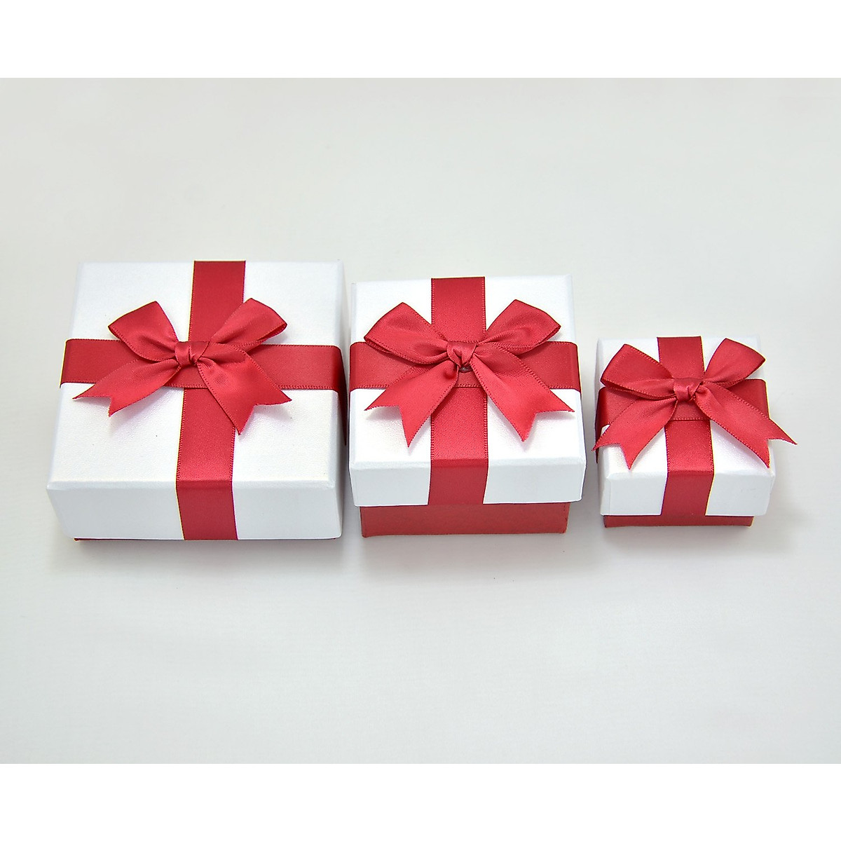 Paialco Jewelry Package Paper Gift Box Red Ribbon Bow-Knot 2 1/4-Inch by 2 1/4-Inch
