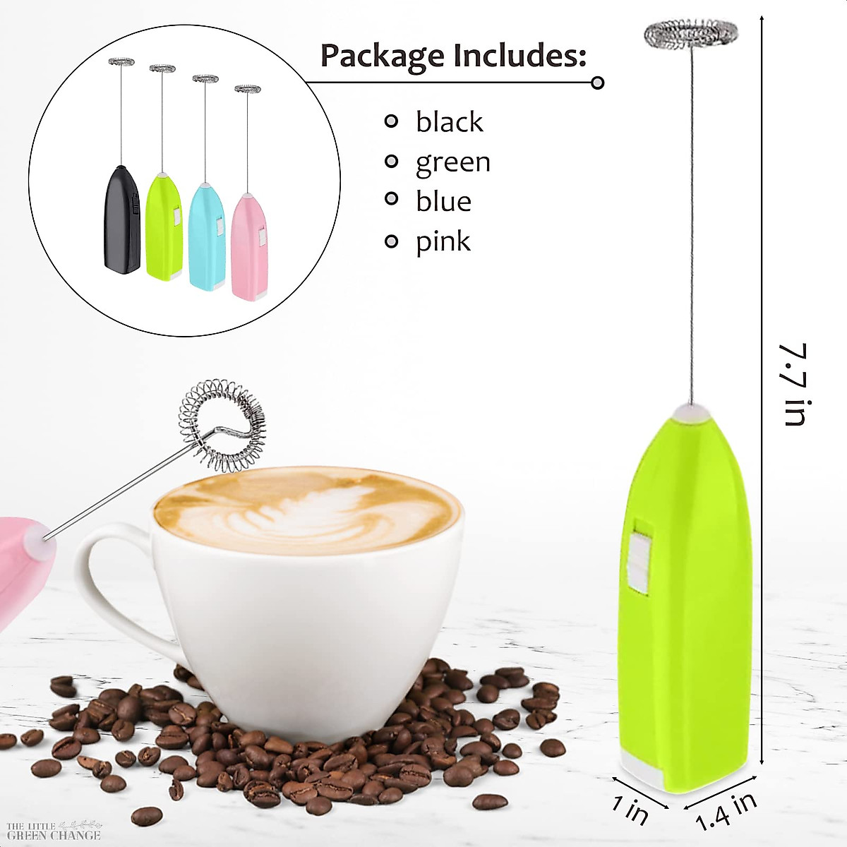 4Pcs Electric Milk Frother Handheld Mixer - Mini Kitchen Stainless Steel Milk Frother Electric Frother Handheld Battery Operated Coffee Maker - Egg Whisk Milk Foamer for Coffee Mini Frother for Coffee