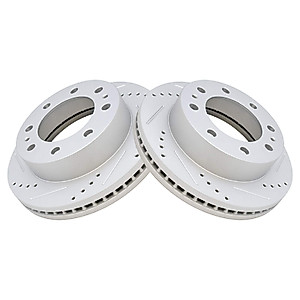 TRQ Front Performance Brake Rotor Drilled Slotted Pair Set for Chevy GMC Truck