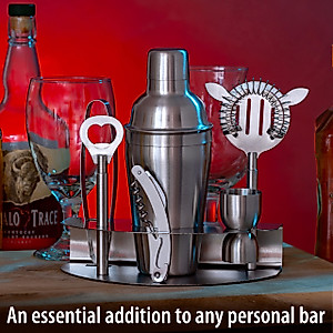 Wyndham House Stainless Steel Bar Set with Cocktail Shaker and All the Tools for Entertaining your Guests, 7-Piece