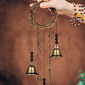 Witch Bells 2 Pieces Door Knob Hanger Witchcraft Decor Wind Chimes Positive Energy Decor Magic Home Protection Bells Handmade Clear Negative Energy Witch Door Knocker for Boho Decor (Classic Style)