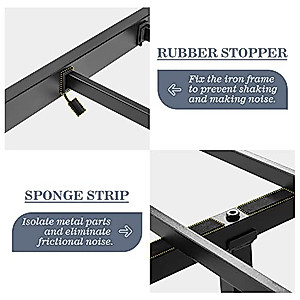 Allewie Heavy Duty Queen Size Platform Bed Frame with Headboard, Metal Slats Support Mattress Foundation, No Box Spring Needed, Under Bed for Storage, Easy Assembly, Noise-Free, Black