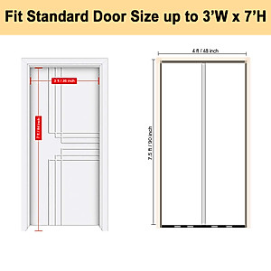 Dust Barrier, Plastic Zipper Door Dust Protection Kit, Construction Door Cover with Zipper for Kitchen, Bathroom, Hallway Remodel, Fit Standard Doorway 4'W x 7.5'H (4' x 7.5')