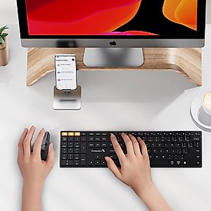 ProtoArc Wireless Left Handed Keyboard, XK21 Bluetooth Left-Handed Wireless Keyboard, Full-Size Ultra-Thin Rechargeable Silent Multi-Device Left Hand Numeric Keypad, Windows/Mac/Android