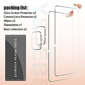 OnePlus Nord N200 Tempered Glass Screen Protector + Camera Lens Protectors by YEYEBF, [2+2 Pack] [3D Glass] [Bubble-Free] [Anti-Glare] for Nord N200