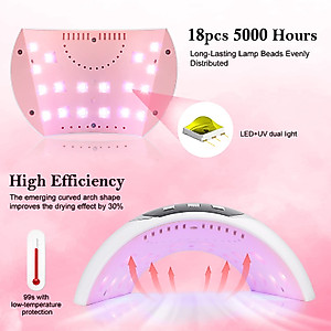 Wisdompark UV LED Nail Lamp, 54W UV Light for Gel Nails with Automatic Sensor/3 Timer Setting Professional Nail Dryer Gel Polish Curing Lamp Nail Art Tools (White) (54, Watts)