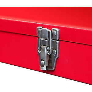 BIG RED TB101 Torin 19" Hip Roof Style Portable Steel Tool Box with Metal Latch Closure and Removable Storage Tray, Red, 19.1" x 6.1" x 6.5"