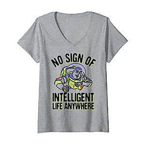 Womens Disney Pixar Toy Story Buzz Lightyear No Intelligent Life V-Neck T-Shirt