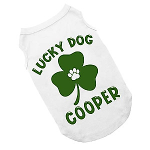 Lucky Dog Personalized Dog Shirt, Cute St. Patrick's Day Dog Shirt, Green Clover St. Patty's Day Shirt for Dogs, St. Patrick's Day Shirt for Dogs, Clothes for Pets (L 15-20 lbs)