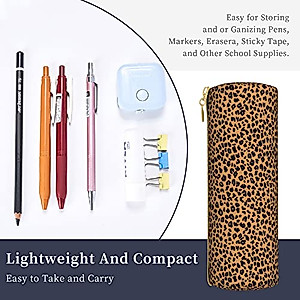 Leopard Pencil Case Pen Pouch Cylinder Small Carrying Box for Adult With Smooth Zipper Simple Durable Lightweight for Office Organizer Storage Bag