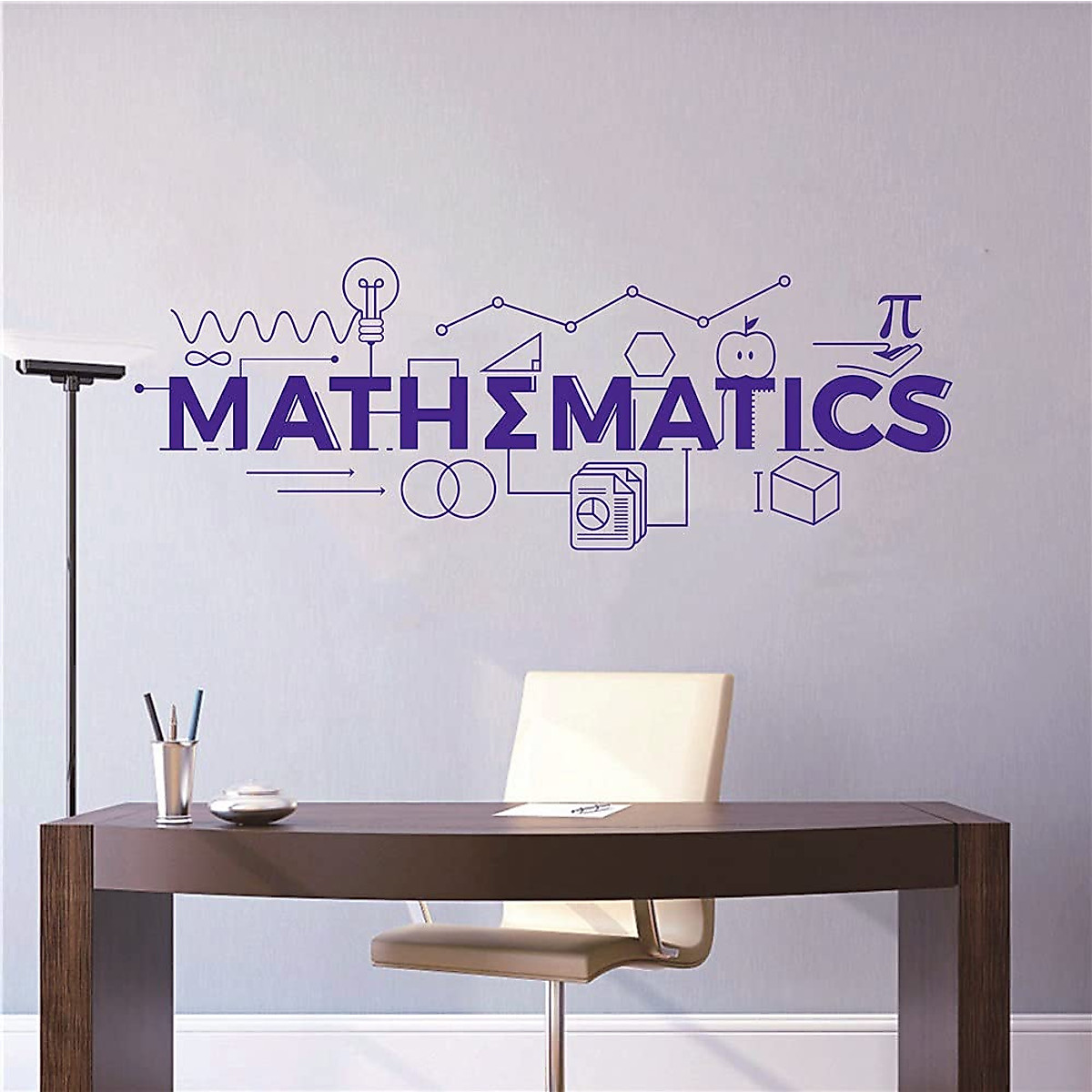 Children Room Mathematics Sign Wall Stickers Math Education Vinyl Decals School Classroom Decoration Motivational Poster Wall Murals HQ951 (Blue)