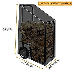 COOSOO Firewood Log Cart Cover Only Waterproof Heavy Duty Outdoor Firewood Protector with Zipper Wood Rack Storage Cover