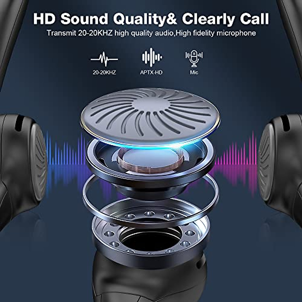CelsusSound Pinetree Open Ear Air Conduction Headphones, Bluetooth 5.2 Wireless Running Headphones 8 Hours Playtime HiFi Stereo Sweatproof Sports Headset with Mic for Driving, Hiking, Cycling (Red)