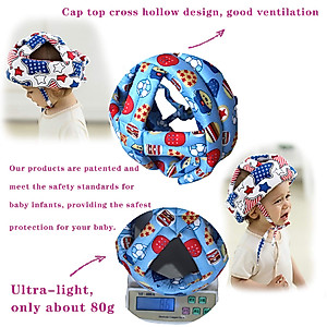 JUYIVIPToddler Baby Comfortable, Lightweight and Breathable Head Guard Head Protector Safety Helmet Children Headguard Infant Protective Harnesses Cap Machine Washable (Five Stars with White Stripes)