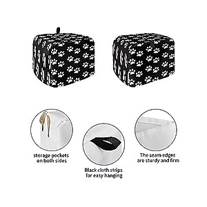 Toaster Cover, 4 Slice Toaster Cover Dog Paw Prints Black and White Kitchen Small Appliance Covers, Dust and Machine Washable Bread Maker Cover (12w X 11d X 8h)
