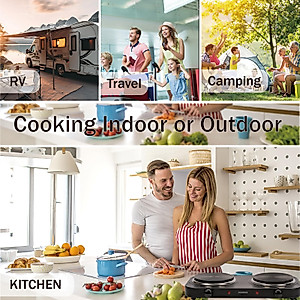 Countertop Double Cast Iron Burner 1800 Watts Electric Hot Plate with Adjustable Temperature 6.1" Cooktop for Dorm,Office,Home,Camp,Compatible for All Cookwares