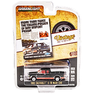 1983 Chevy S-10 Maxi-Cab Pickup Truck Black Vintage Ad Cars Series 5 1/64 Diecast Model Car by Greenlight 39080 E