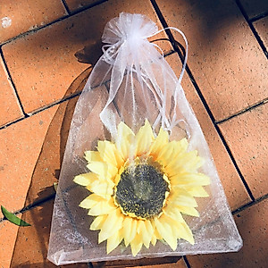 XINSHUNYI 50 pieces of 8X12 Inches White large Sheer Organza Bags, Party jewelry gift wedding bags with drawstrings, sachet jewelry, festivals, makeup (8x12 Inch (Pack 50), white)