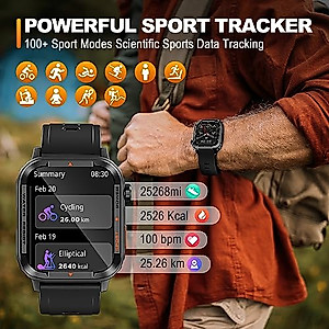 anyloop Smart Watch for Men(Answer/Make Call), 1.85" Fitness Tracker, 100+ Sport Modes Activity Tracker and Smartwatches with Heart Rate SpO2 Sleep Monitor Step Counter Smart Watch for Android iOS