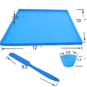 Silicone Cake Roll Maker,Silicone Baking Mat,Multipurpose Silicone Nonstick Pastry Mat, Portable Food Mat Travel Placemat for Toddler，ilicone Cake Roll Maker, Bakeware Baking Tools (10'', Blue)