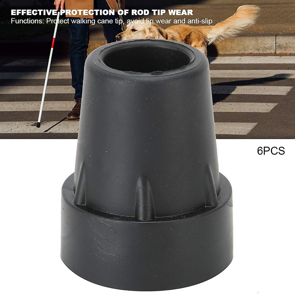 Replacement Cane Tips, 6pcs 19mm Hole Diameter Hiking Cane Crutch Feet Tips Heavy Duty Non Slip Plastic Tips Trekking Pole Tips Replacement Pole Tip Protectors Fits Most Standard Hiking Poles