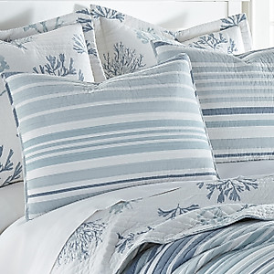 Levtex Home - Truro Quilt Set - King/Cal King Quilt + Two King Pillow Shams - Stripe in Shades of Blue - Quilt Size (106x92in.) and Pillow Sham Size (36x20in.) - Reversible - Cotton