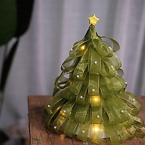 MUWOOB 1 inch Green Organza Ribbon, 50 Yards Sheer Chiffon Ribbons for Gift Wrapping, Bouquet, Garland, Bowknot, Hair, Crafts, Balloons, Party Decoration