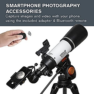 POPULAR SCIENCE AstroMaster 80mm – Portable Refractor Telescope – Ideal Telescope for Beginners – Bonus Digiscoping Smartphone Adapter and Bluetooth