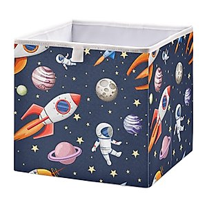 Emelivor Space Galaxy Cube Storage Bin Fabric Storage Cubes Foldable Organizer Bins Storage Baskets for Shelves Storage Box for Shelves Home Office Clothes Clothing,11 x 11inch