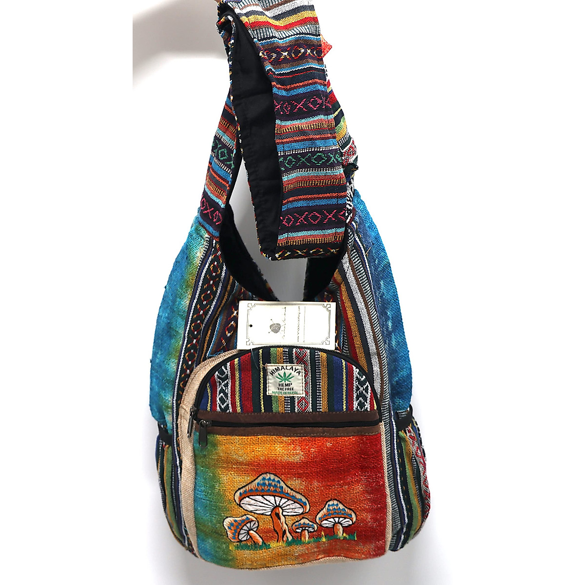 Himalaya Handmade Unique Design Mushroom Hand Embroidery crossbody bag Hippie Festival Travel 100% Hemp FAIR TRADE | Handmade with Love