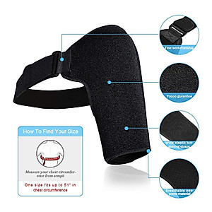 yaami Shoulder Care Stability Brace, Adjustable Strap Breathable Neoprene Compression Sleeve Injury Arthritis Pain Sling Support Rotator Cuff Wrap Dislocated Joint Belt Band
