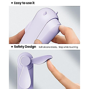 Gaiatop Portable Handheld Fan, Foldable Small Fan, Mini Hand Held Fan with USB Rechargeable 2000mAh Battery, Eyelash Fan for Girls, Travel For Women, Outdoor (Purple)