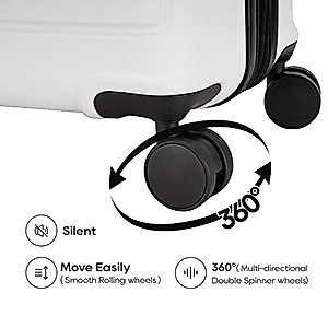 GinzaTravel 3-Piece ABS Luggage Set with TSA Locks, Expandable, and Friction-Resistant in white - Includes 20", 24" & 28" Spinner Suitcases