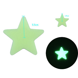 HoneyToys 200PCS 1.2" Luminous Stars Glow in The Dark Fluorescent Noctilucent Plastic Wall Stickers Decals for Home Ceiling Wall Bedroom (Yellow)