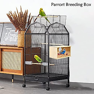 ShuRung Parakeet Nesting Box Cockatiel Nesting Box Bird Nest Bird Breeding Box House Wooden Acrylic Transparent Bird Box with Detachable Wooden Board for Lovebirds Cockatiel Budgie Conure Parrot