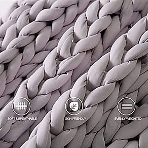 Knitted Weighted Blanket ( Grey, 60" x 80" 15 Lbs)