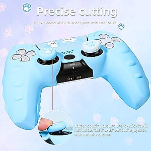 BRHE Cute Cat Claw PS5 Controller Skin - Non-Slip Silicone Protective Cover for PlayStation 5 Wireless Controller with 2 Thumb Grip Caps,1 cat Sticker,4 Remote Sensing Coils