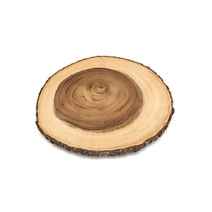 Lipper International Acacia Wood Large Slab Lazy Susan with Bark Rim