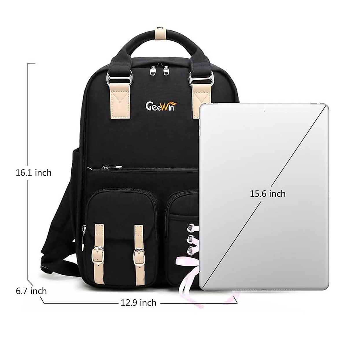 GeeWin Backpack for Girls, Waterproof Cute Kawaii Children Backpack for School, Kids Backpack Girls Backpacks Elementary Bookbags Middle School Bags Women Casual Travel Daypacks (Black)