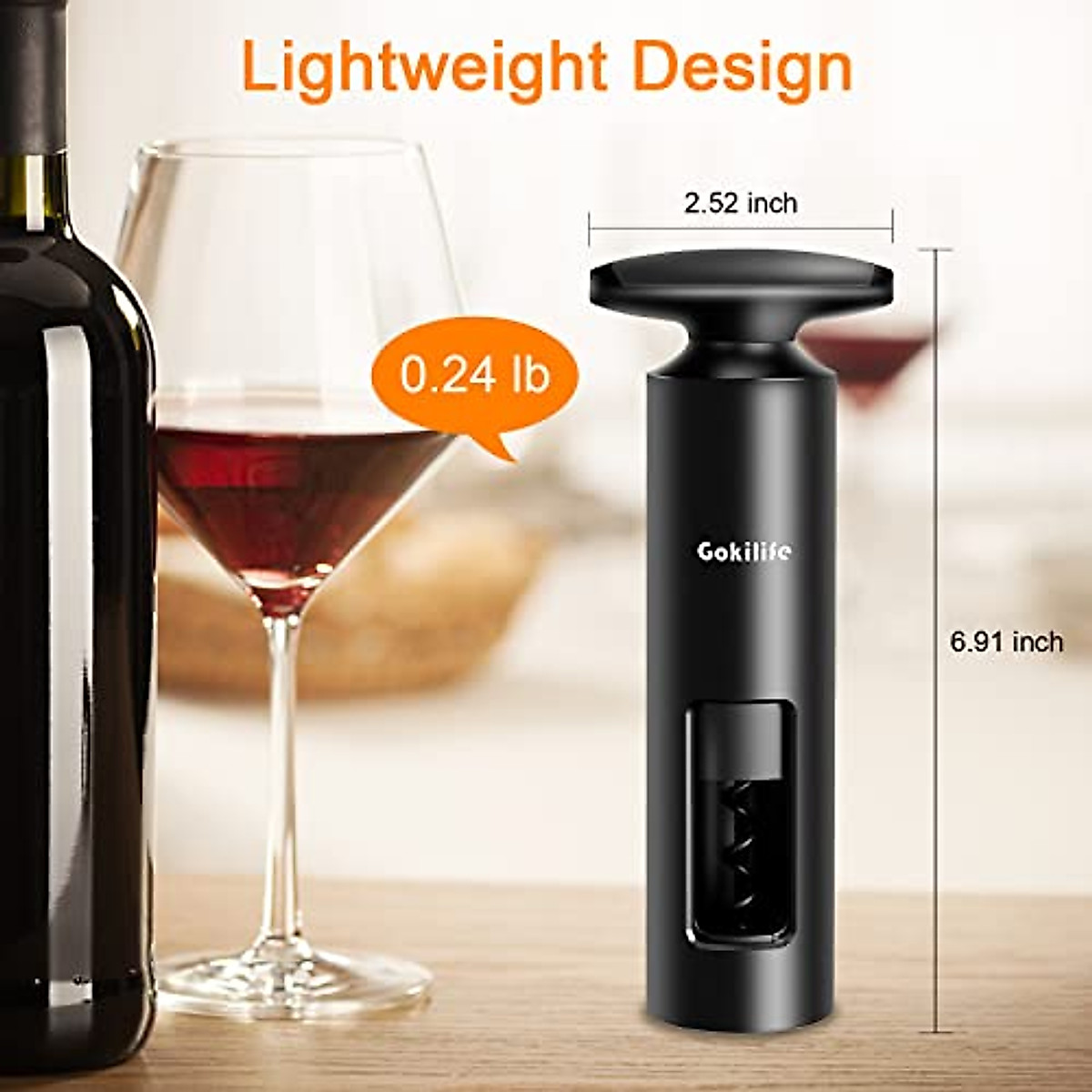 Gokilife Wine Bottle Opener Set - Manual Corkscrew with Foil Cutter Vacuum Stopper and Wine Aerator Pourer, Cordless ABS Bottle Opening for Home, Kitchen, Party, Restaurant, Bar(No Need Charing)