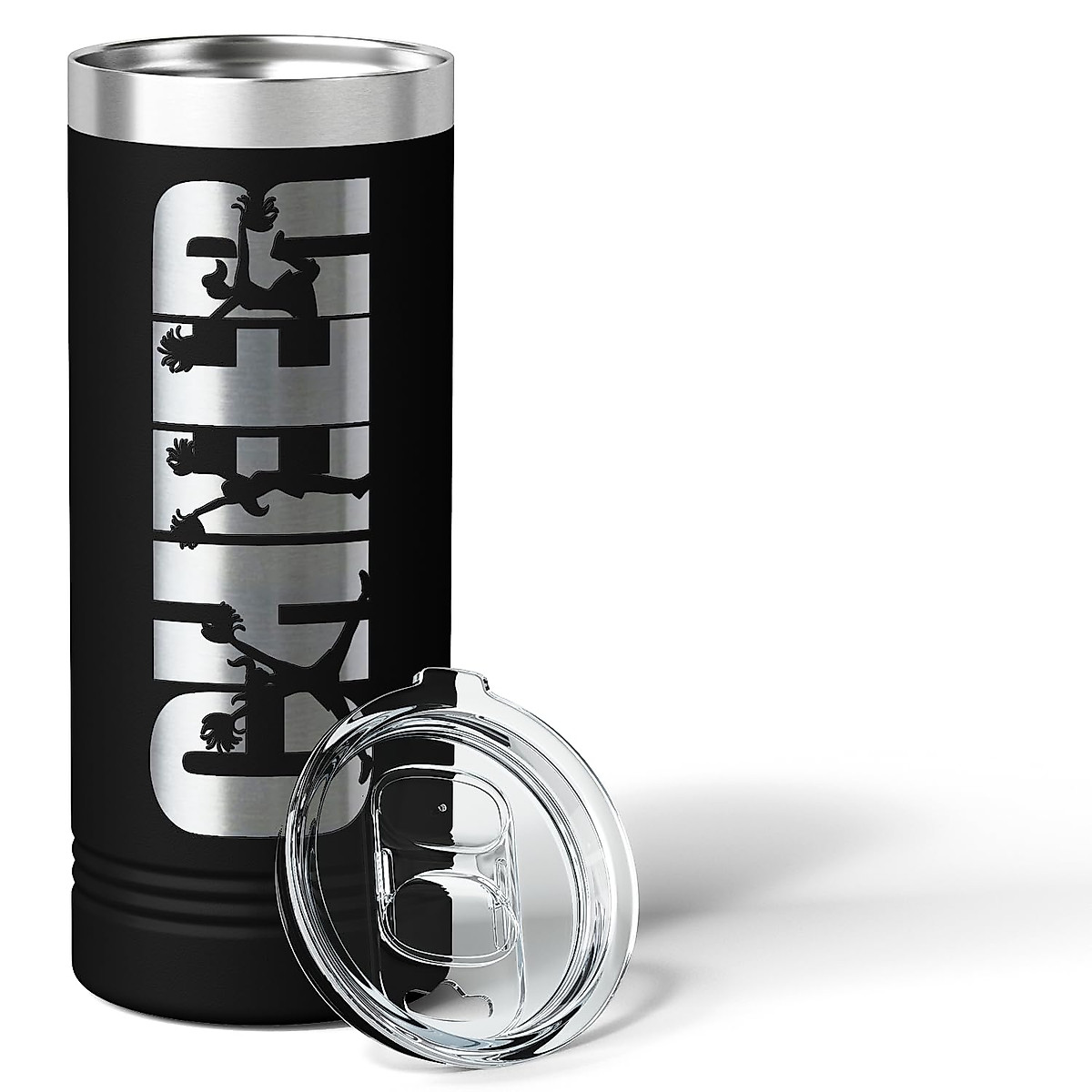 Cuptify Cheer Tumbler with Lid Laser Engraved on Black 22 oz Skinny Cup for Cheerleader Vacuum Insulated Birthday Gift for Cheerleading, Cheer Squad, Women