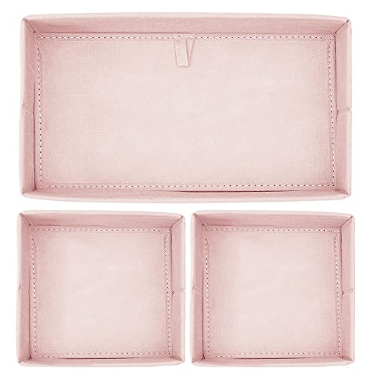 mDesign Fabric Drawer Divider Organizer Bin, Nursery/Bedroom Dresser, Closet, Shelf, Playroom Organization, Hold Clothes, Toys, Diapers, Bibs, Set of 3, 2 Pack, Pink/White Polka Dot