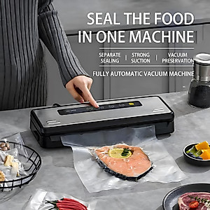 Vacuum Sealer Machine, Dry Moist Vacuum Sealer With 10 Mini Food Storage Bags, Kitchen Full Automatic Air Sealing System for Sous Vide, Snacks Freshness, Stainless Steel Panel, Led Indicator Light
