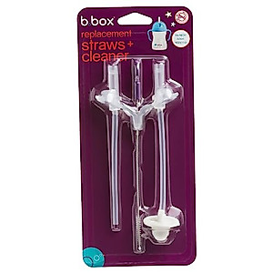 b.box Sippy Cup Replacement Straw Pack | Includes 1 Replacement Straw, 1 Replacement Straw with Weight, 1 Cleaning Brush | Fits b.box Sippy Cups