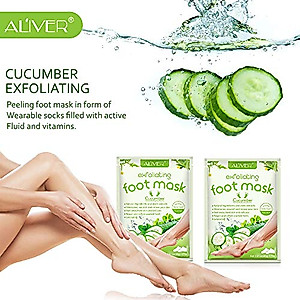 Foot Peel Mask 3 Pack,Remove Callus & Repair rough heals-Men Women (Cucumber)