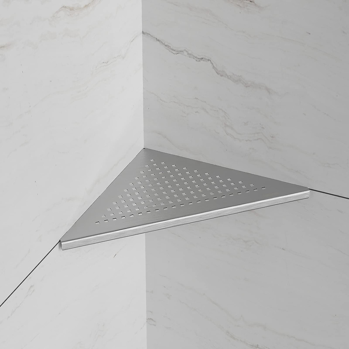 Neodrain 10 Inch Brushed Corner Wall Shelf Set of 2, Floating Corner Shelves for Wall, 304 Stainless Steel Wall Storage Shelves for Bathroom,No Drilling